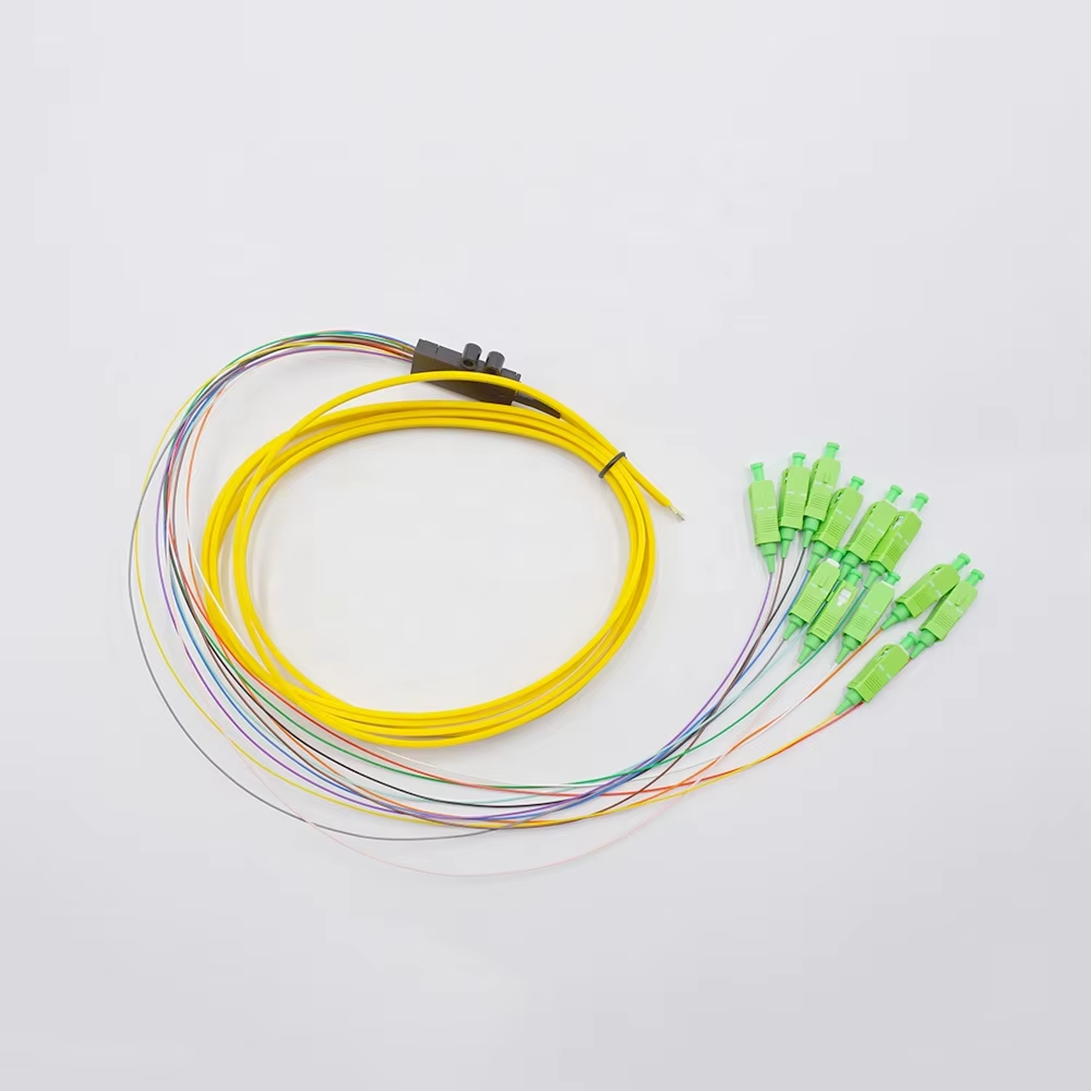 SC APC 12 Core Single Mode Fiber Optic Ribbon Multi Fiber Pigtail - Owire