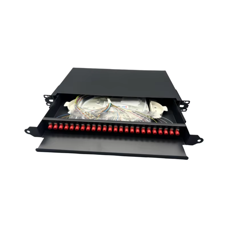 24 port Rack mount sliding ftth fiber box 1u fc/upc single mode drawer ...