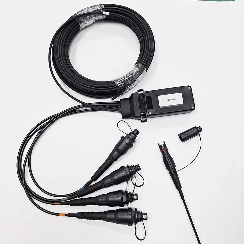 FTTH Waterproof Coax Wire Cable Fiber SC/APC Connectors Squid Fiber ...