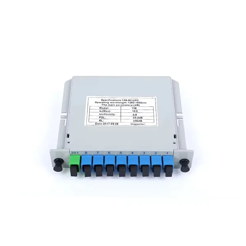 FTTH Cassette Type 1 x 8 PLC Splitter with SC / UPC Fiber Optic ...