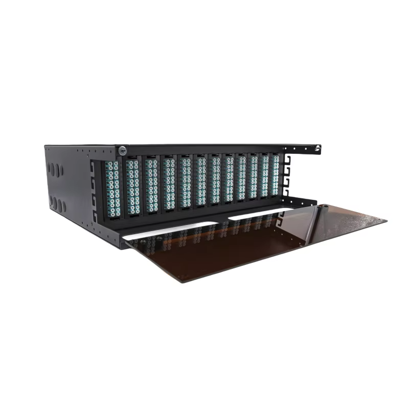 3U 288 Cores MTP/MPO 12 MPO To LC 24 Cores Cassettes Fiber Patch Panel ...