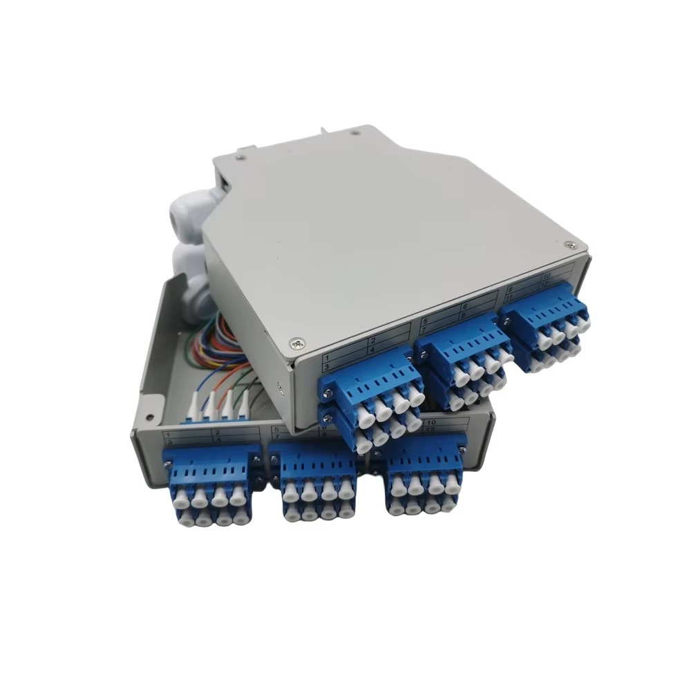 Caja de terminales de fibra óptica con panel de conexión cuádruple LC ...