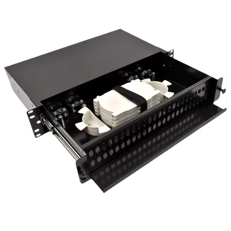 2U 48 port Drawer Optical Termination Box Rack Mount Fiber Optic Patch ...