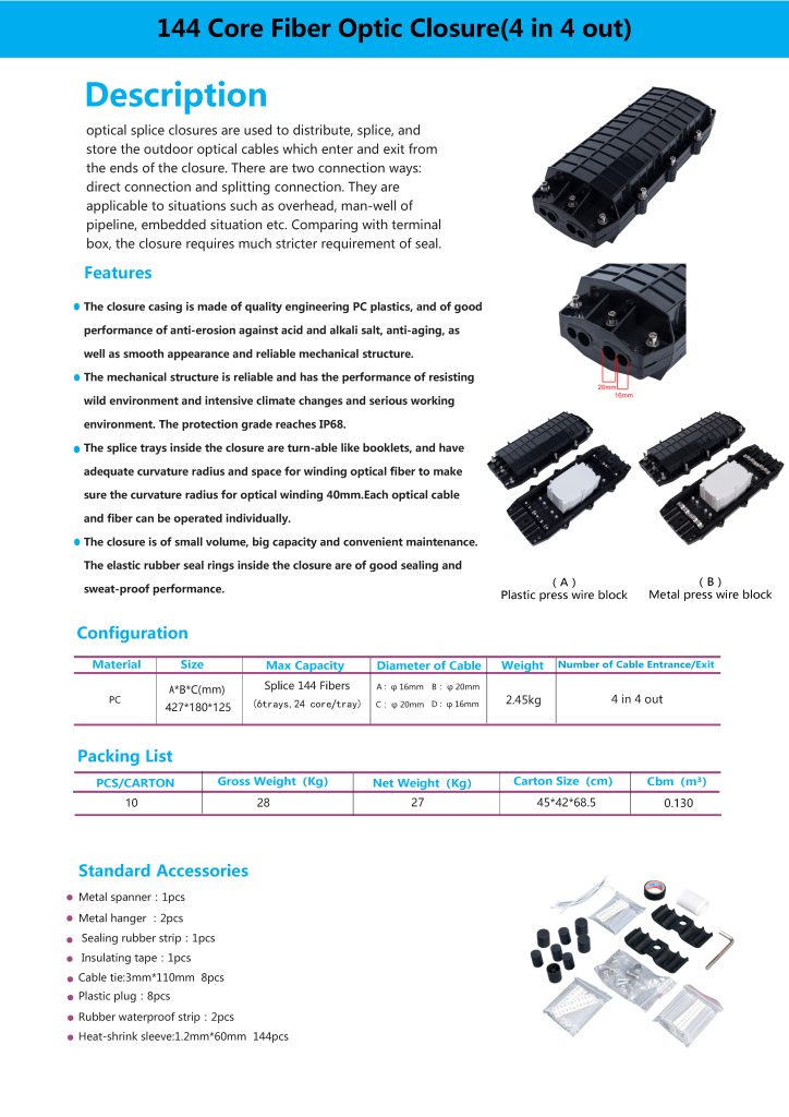 OW-F016 144 Core Fiber Optic Closure(4 in 4 out) - Owire